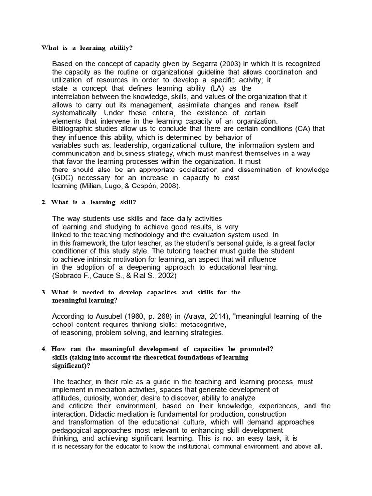 Understanding Learning Abilities and Skills | PDF | Learning ...