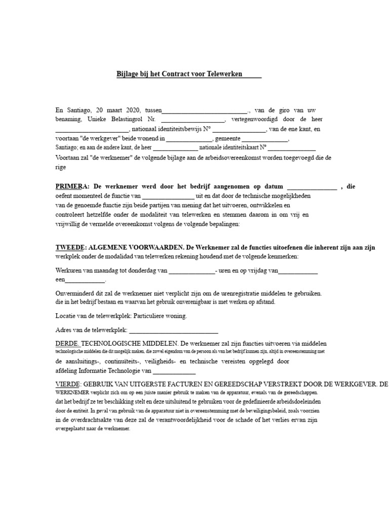 Bijlage Telewerk Model PDF | PDF