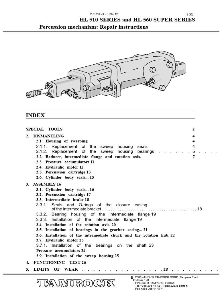 S03 Rock Drill HL510-560 Repair Instructions_SP.pdf JUMBO DD210 DRILLING MACHINE | PDF | Bearing ...
