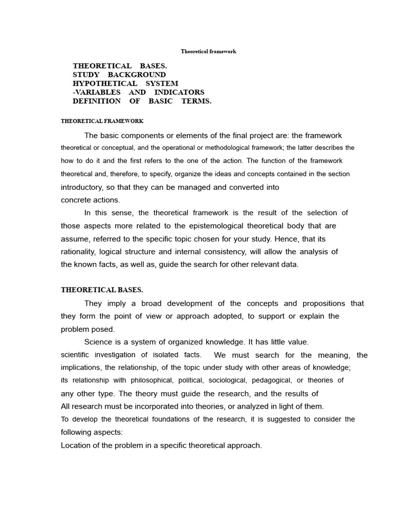 Theoretical Framework for Research Projects | PDF | Hypothesis | Theory