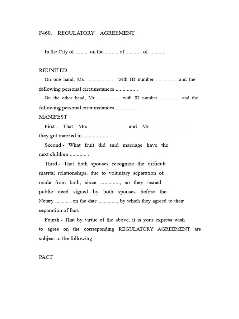 Regulatory Agreement for Divorce Settlement | PDF | Marriage | Alimony