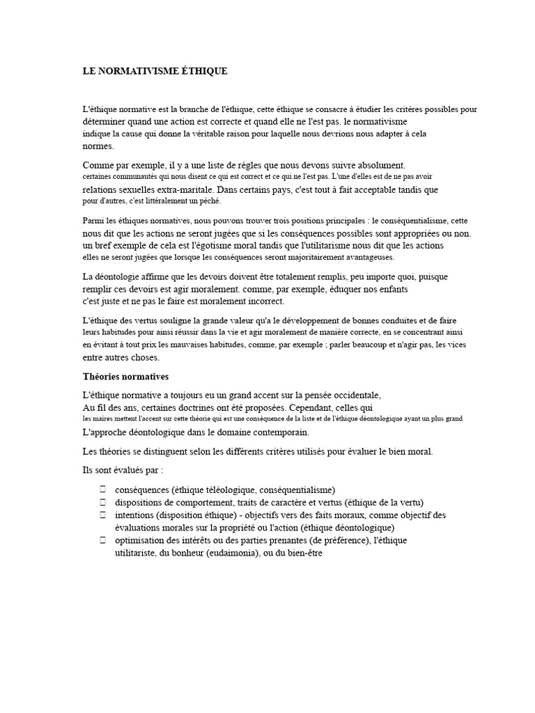 Le Normativisme Éthique | PDF