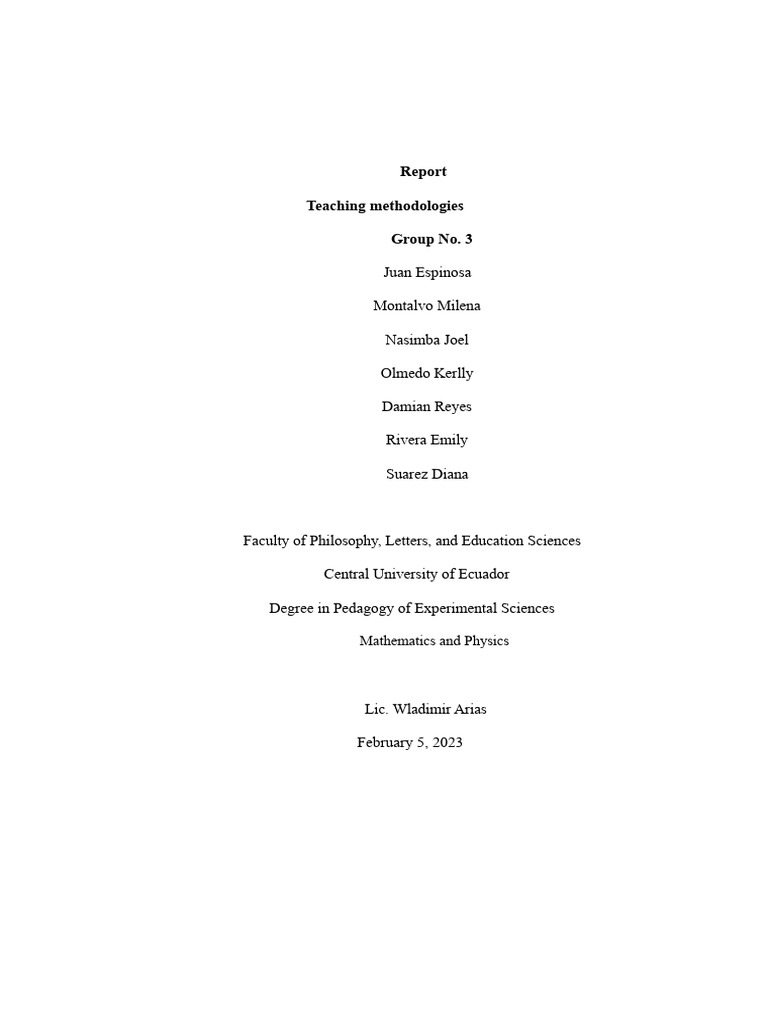 Teaching Methodology Report | PDF | Procedural Knowledge | Learning