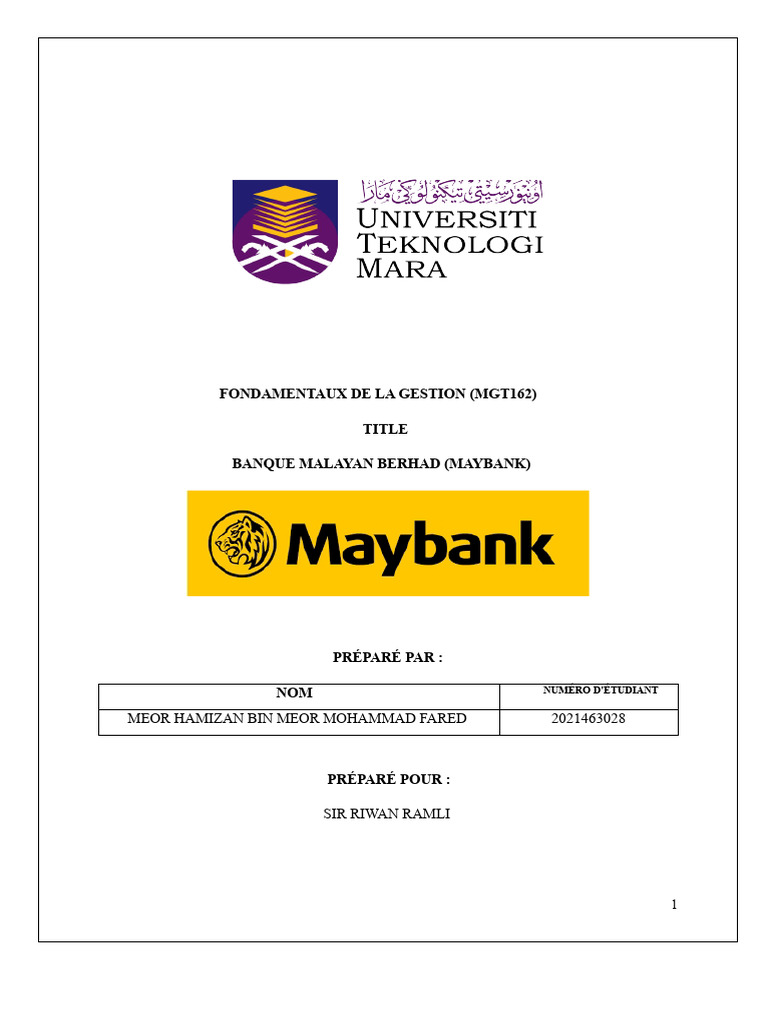Gestion de Maybank : Vision et Stratégies | PDF | Direction | Banques