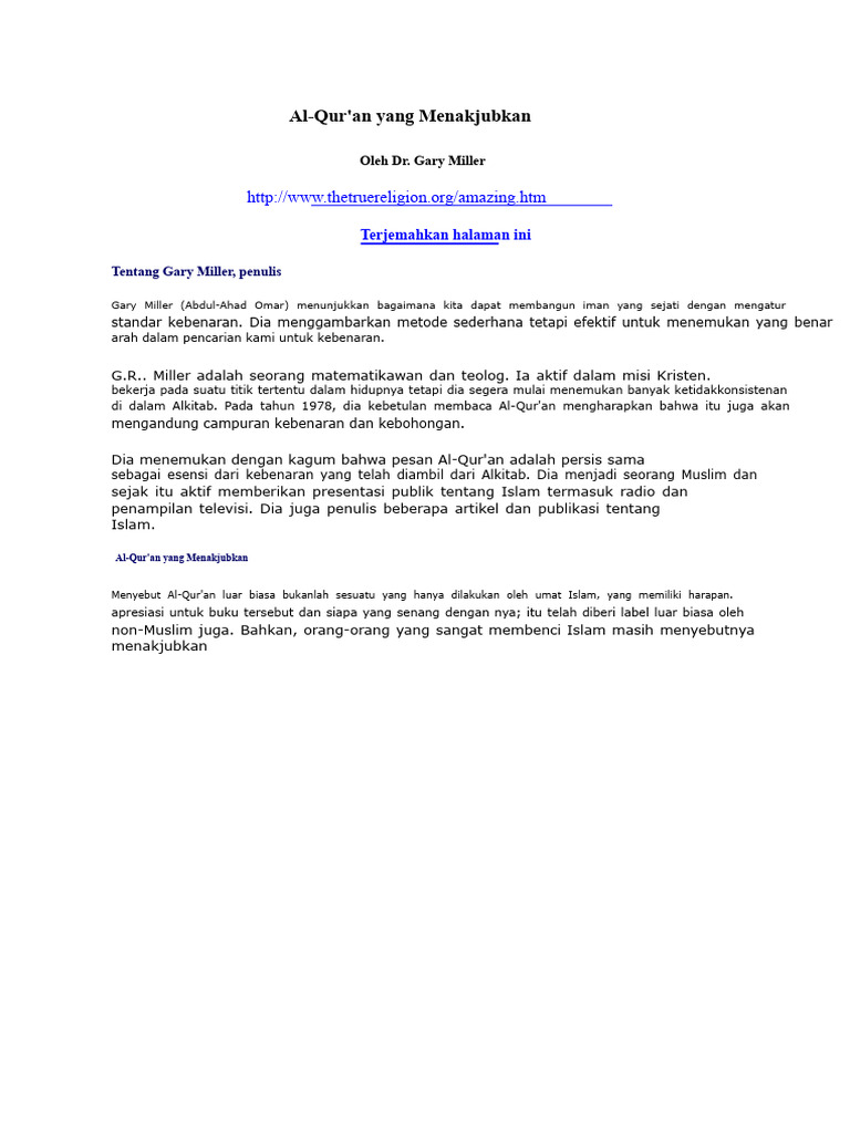 Al-Qur'an yang Menakjubkan - Gary Miller | PDF