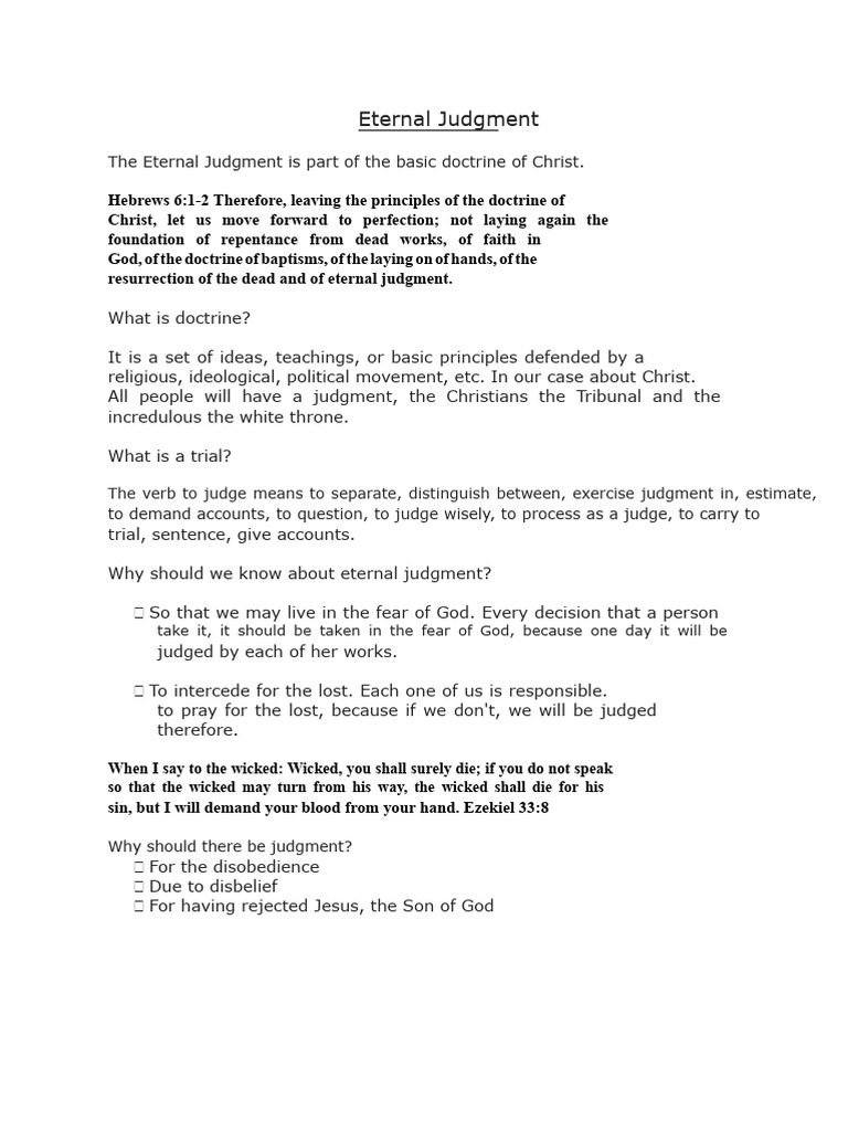 Eternal Judgment Class | PDF | Eternal Life (Christianity) | Jesus