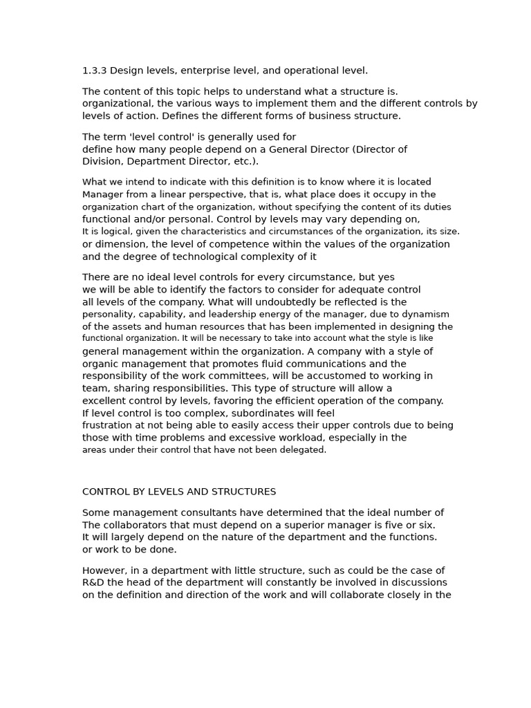 Control Levels in Organizational Structure | PDF | Workload | Complexity