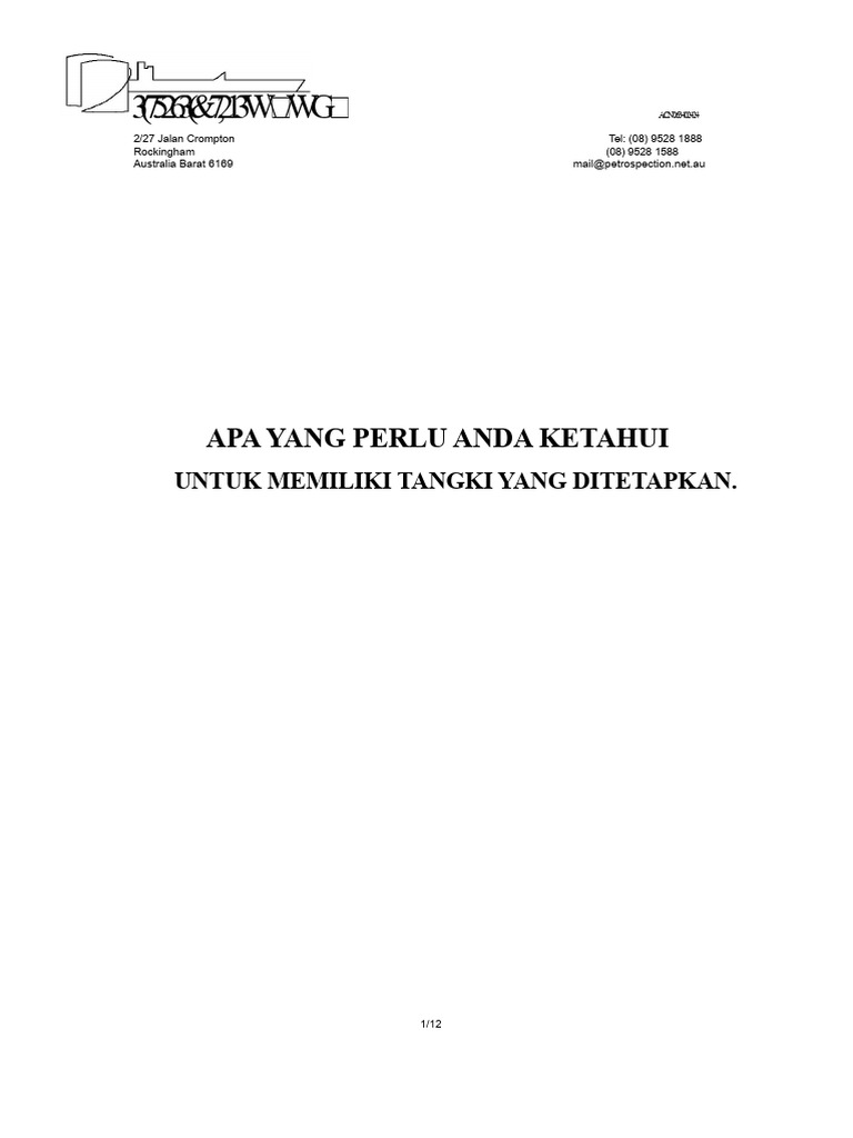 Panduan Kalibrasi Tangki di Australia | PDF