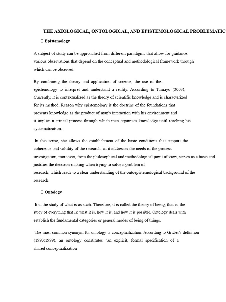 THE AXIOLOGICAL PROBLEMATIC | PDF | Epistemology | Ontology