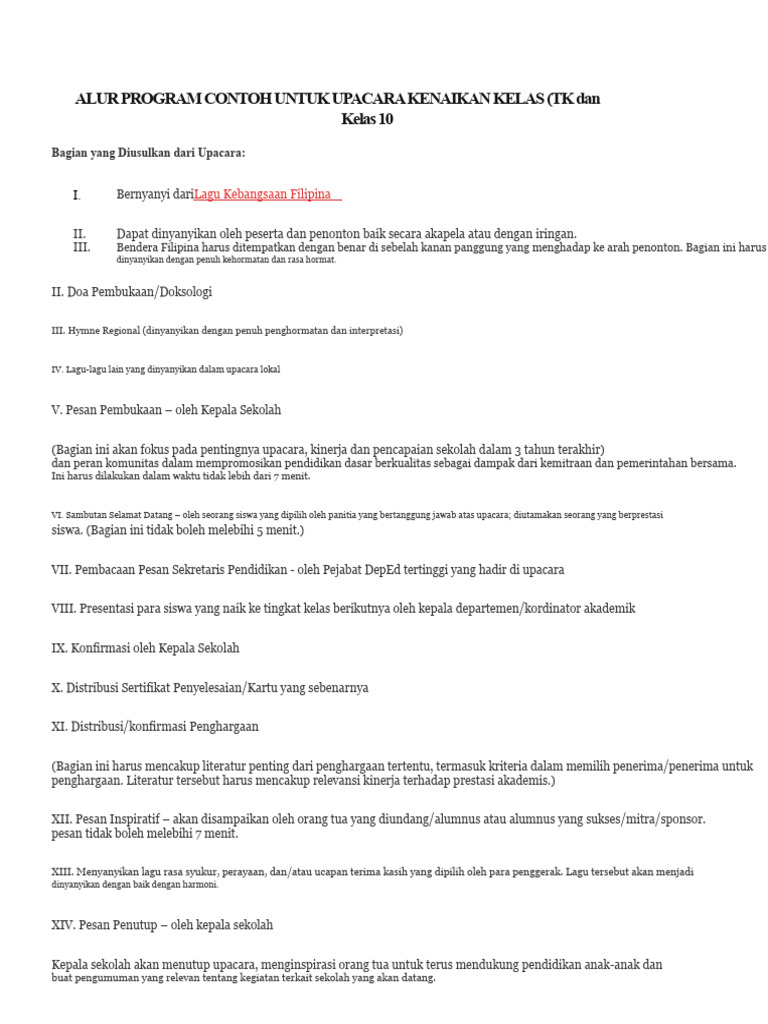 Alur Program Contoh Untuk Upacara Kenaikan Pangkat | PDF