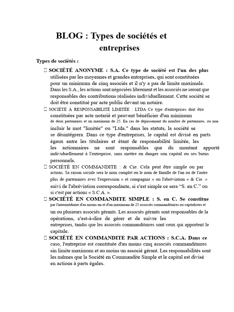Blog Types of Companies and Businesses | PDF | Business | Action (Finance)