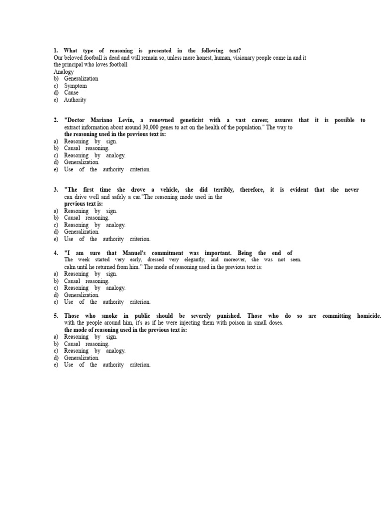 Exercises On Modes of Reasoning | PDF