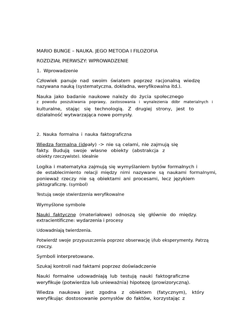 Mario Bunge - Synteza Nauki | PDF
