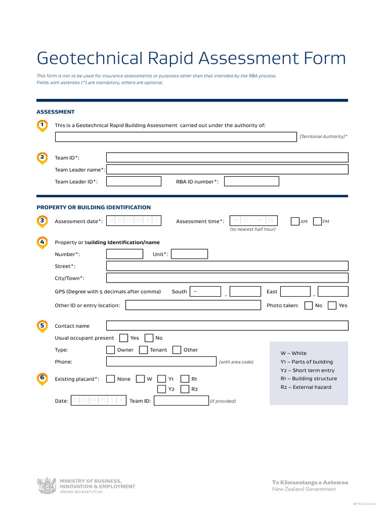Geotechnical Rapid Assessment Form | PDF | Landslide | Safety