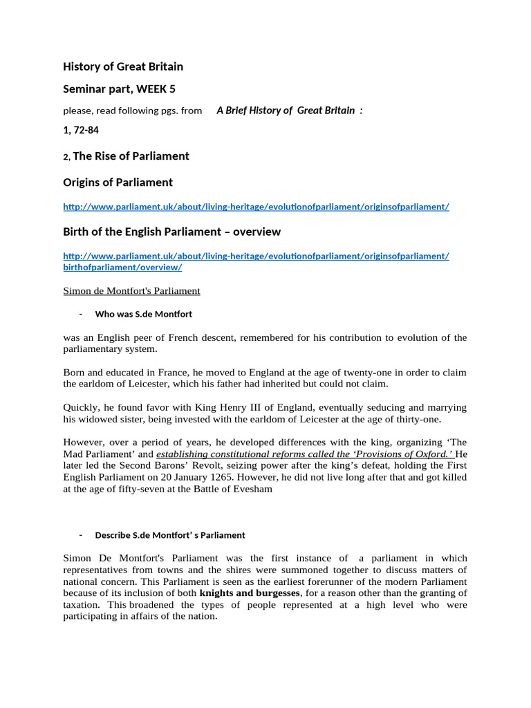 Simon de Montfort and Parliament's Rise | PDF