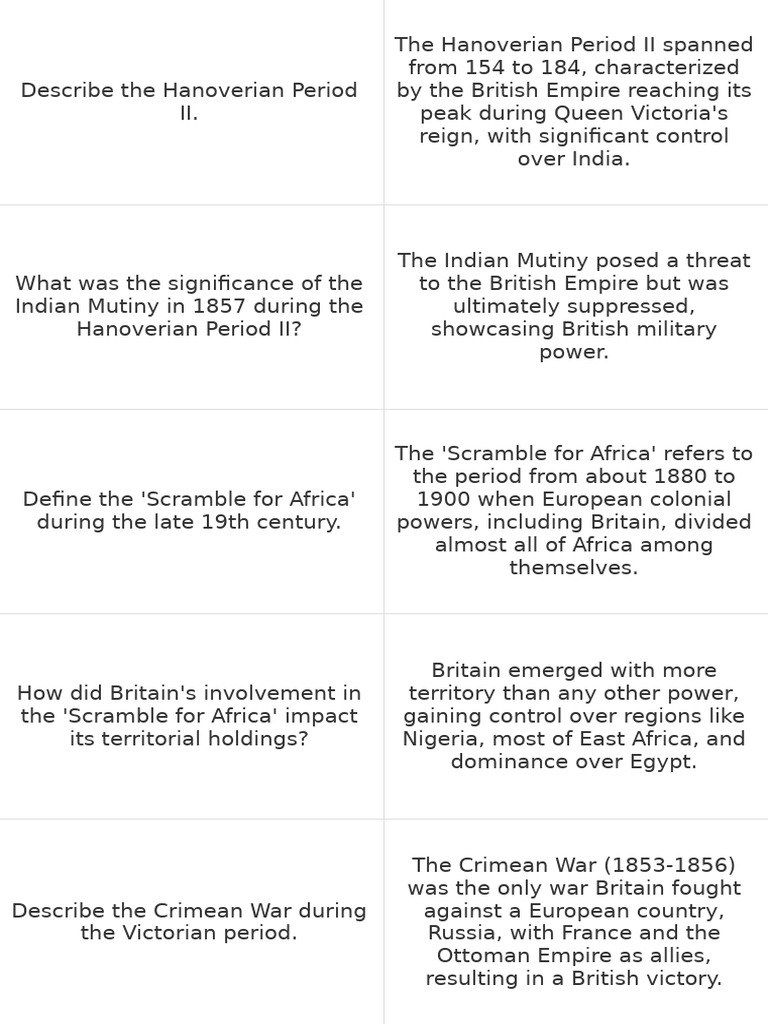 Flashcards (2) Hanovarians | PDF | British Empire | United Kingdom Of ...