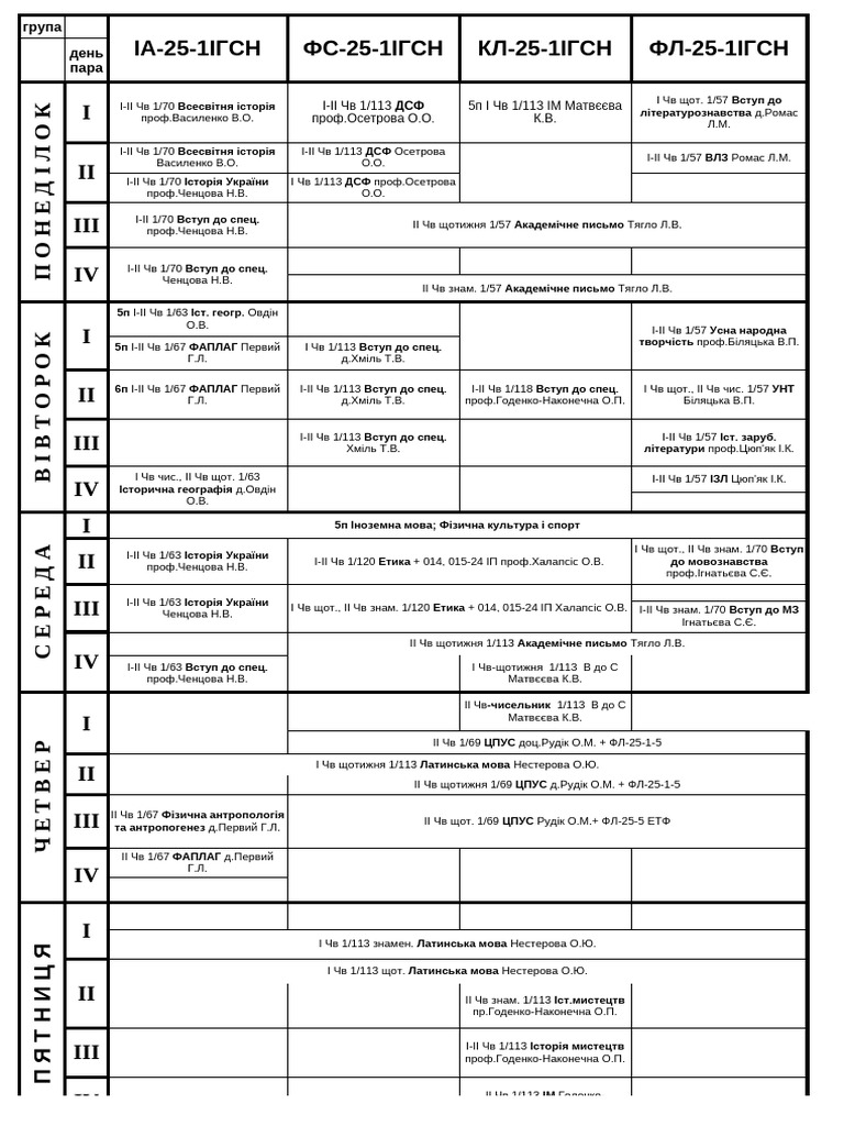 Sched Nnigsn 1 Sem 2025-2026 | PDF