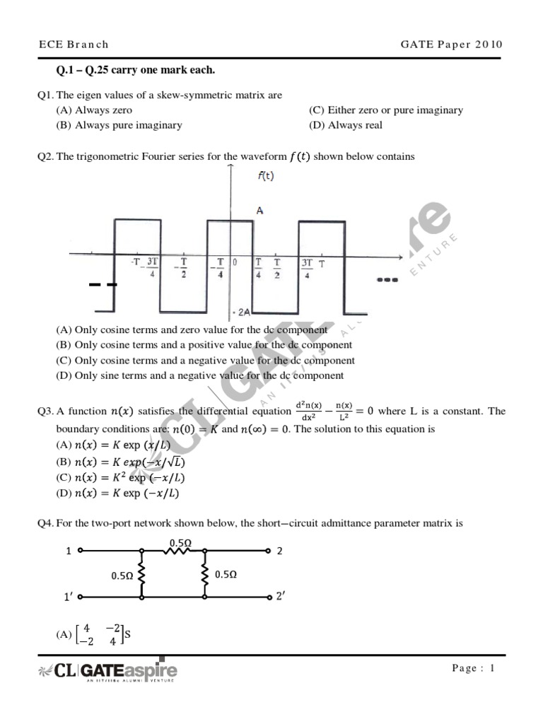 ECE 2010 Gate Question Papers | PDF | Bipolar Junction Transistor ...