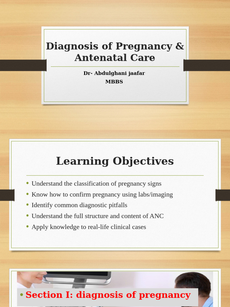 Pregnancy Diagnosis and Antenatal Care Guide | PDF | Pregnancy ...