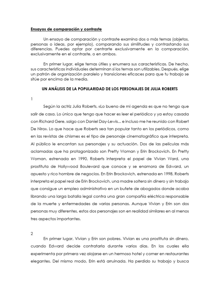 Ensayos de Comparación y Contraste | PDF