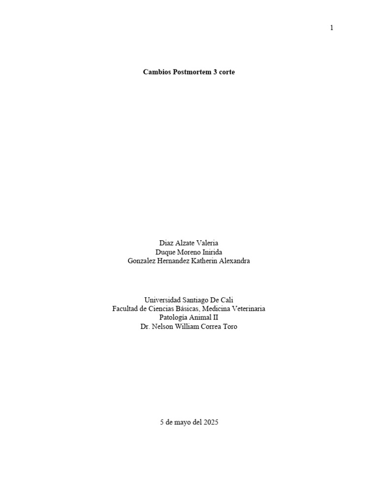 Cambios Postmortem - 3 Corte | PDF | Trifosfato de adenosina | Músculo