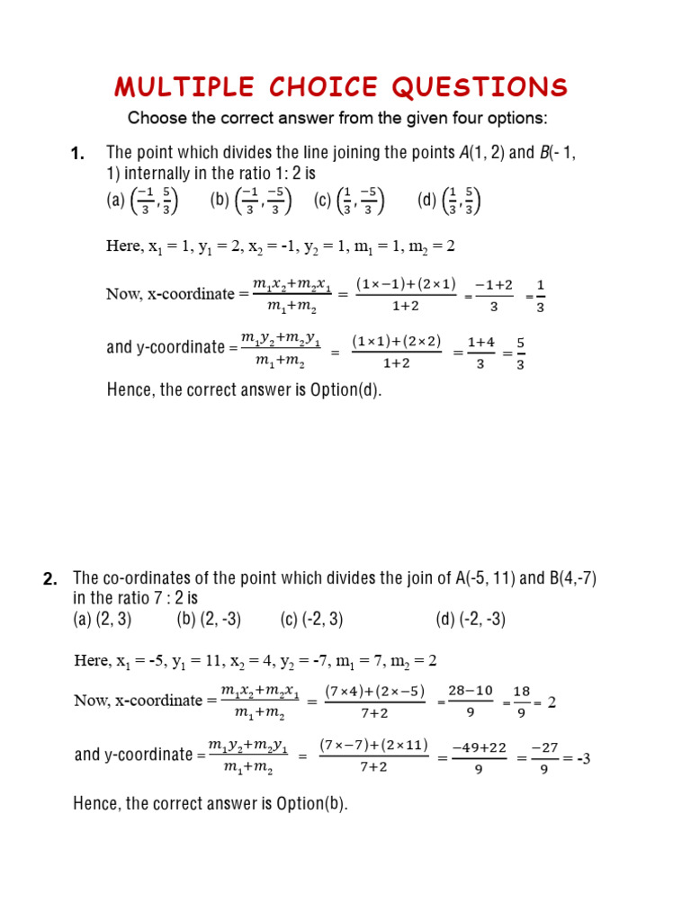 Coordinate Geometry Section Formula Based Questions | PDF | Geometry | Classical Geometry