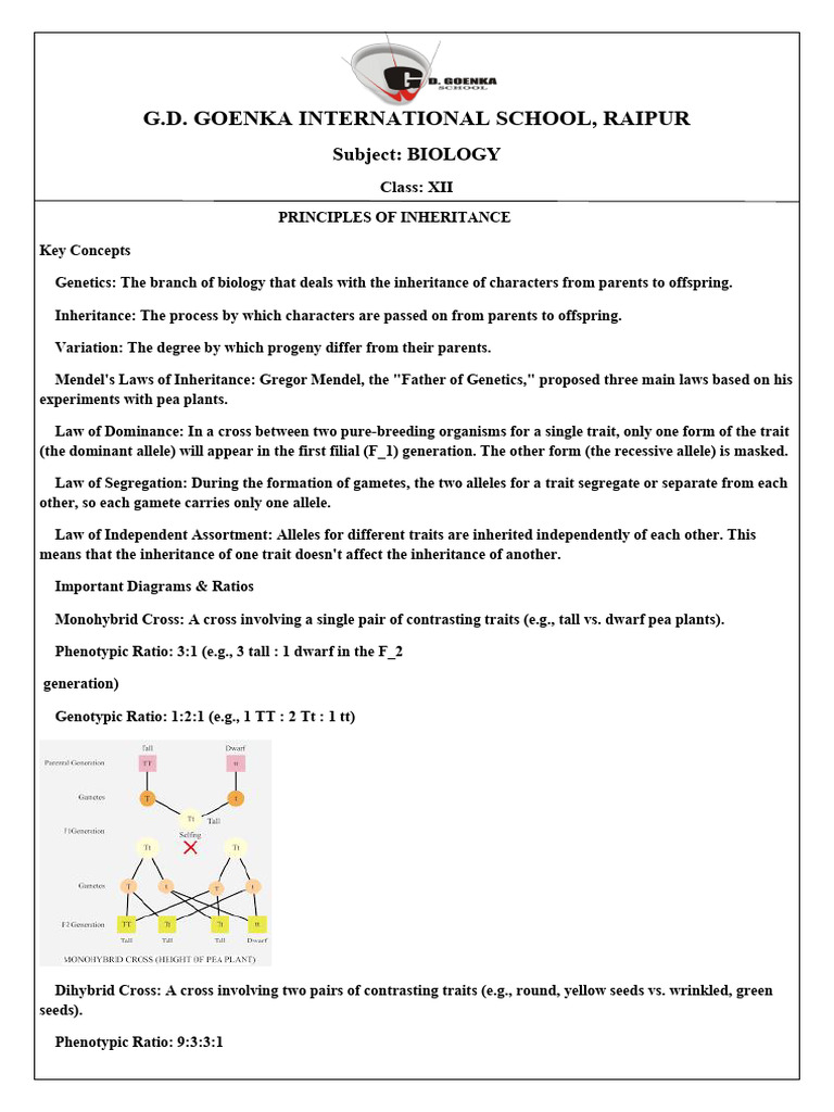 Principles of Inheritance in Biology | PDF | Dominance (Genetics ...
