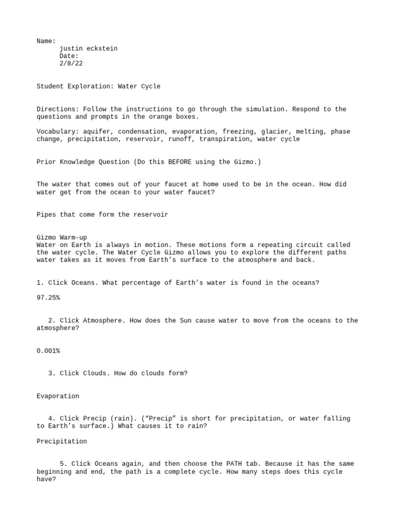 Water Cycle Simulation Guide | PDF | Water Cycle | Water