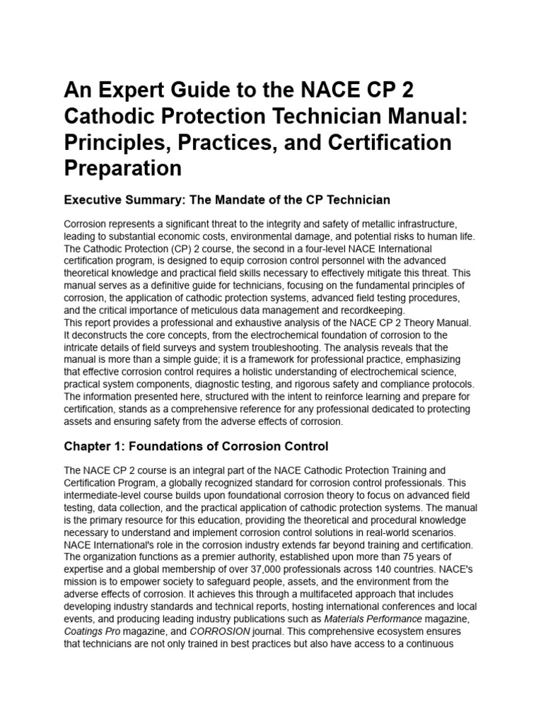 NACE CP 2 Technician Manual Overview | PDF | Anode | Rectifier