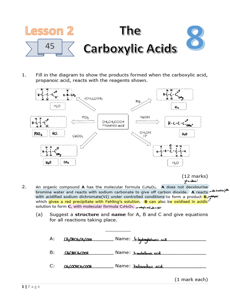 Unit 8 - Organic Worksheet 2 - 4 JBP | PDF | Isomer | Acid