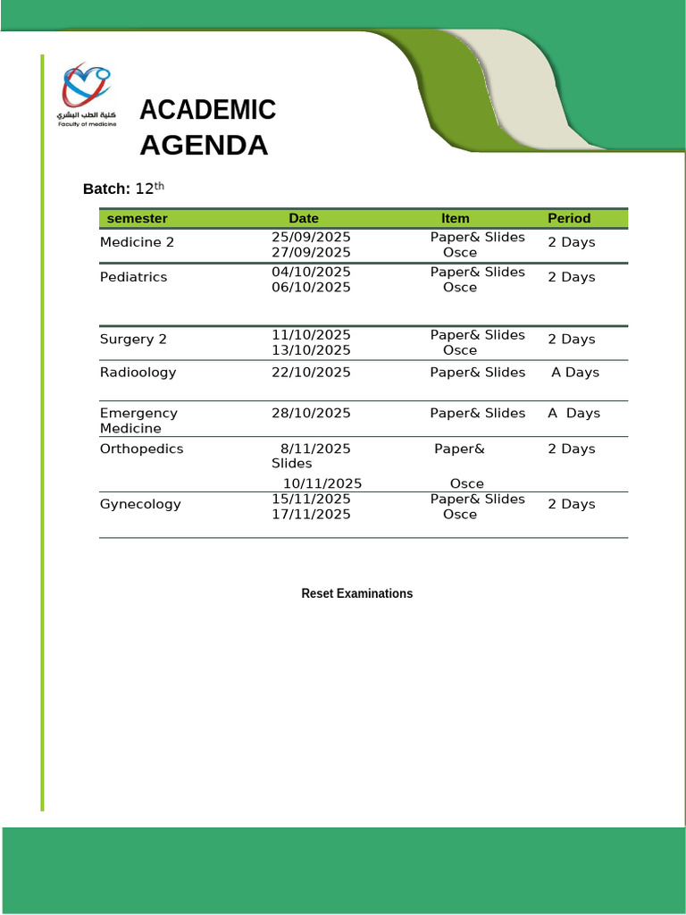 Academic Agenda - Reset .b12.5th | PDF