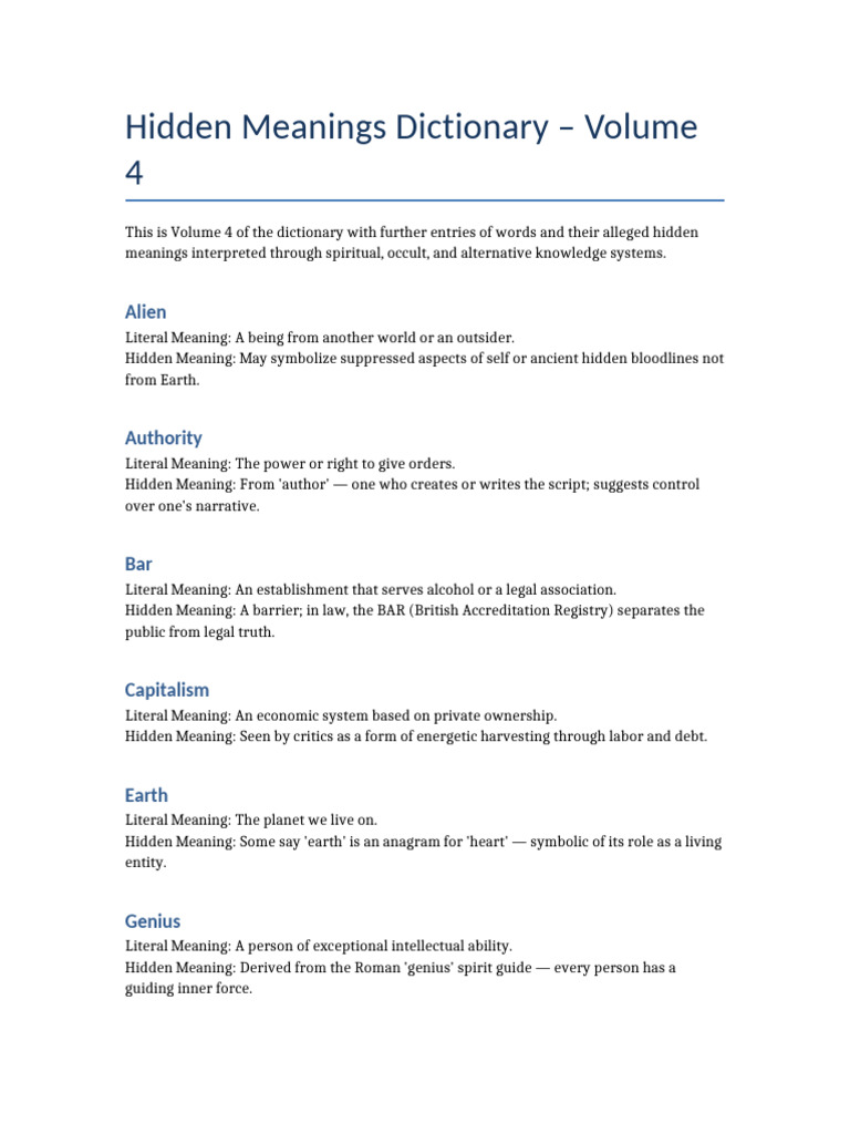 Hidden Meanings Dictionary Vol4 | PDF