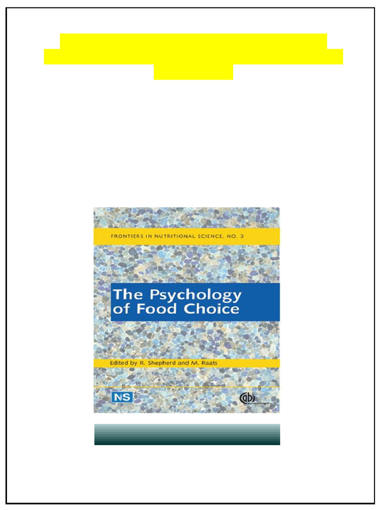 The Psychology of Food Choice Frontiers in Nutritional Science First ...