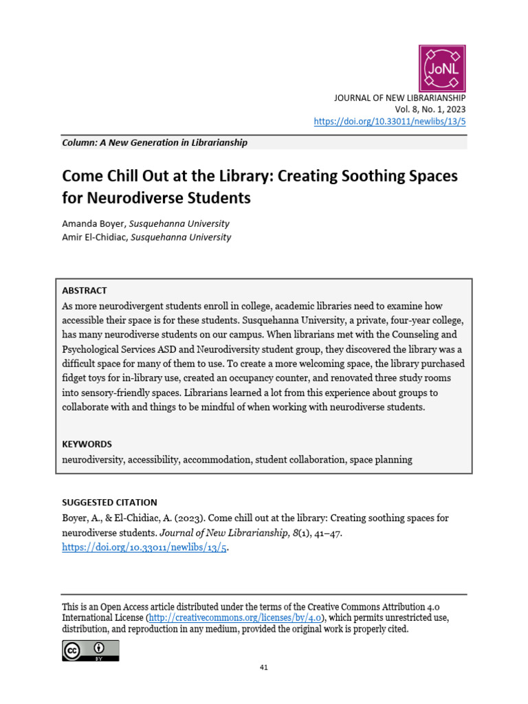 Soothing Library Spaces for Neurodiverse Students | PDF | Libraries | Chair