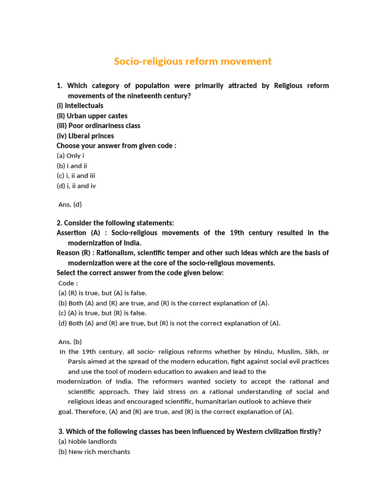 Socio-Religious Reform Movement | PDF | Swami Vivekananda | Indian ...