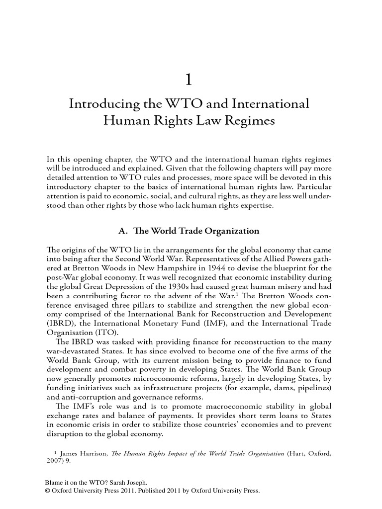 Introducing The WTO and International Human Rights Law Regimes | PDF ...