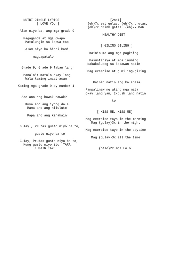 NUTRI Jingle | PDF