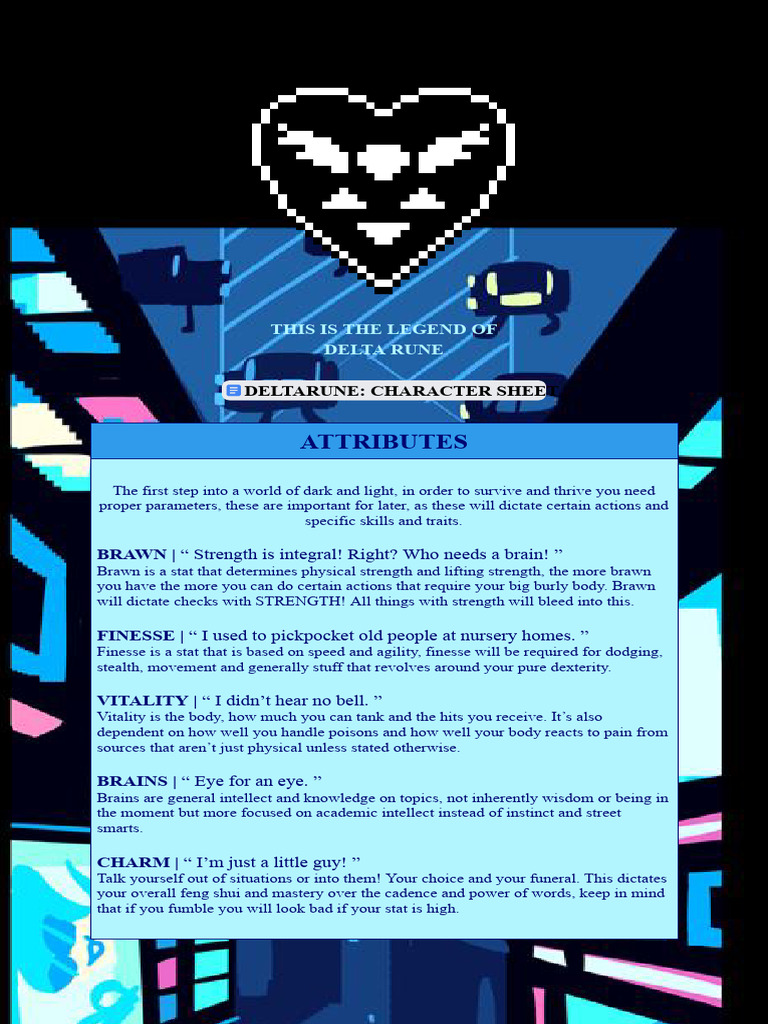 Deltarune Character Stats Guide | PDF