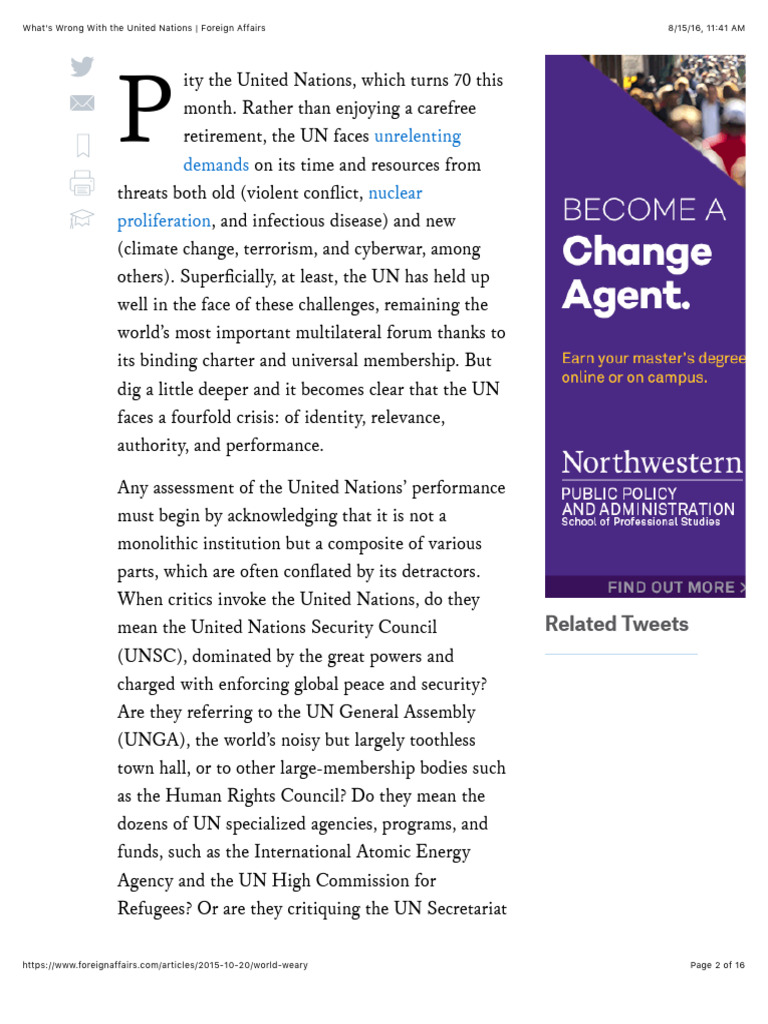 UN's Crisis: Identity, Relevance, Authority | PDF | United Nations ...