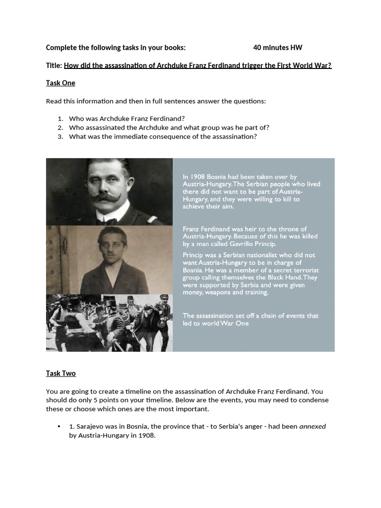 Assassination of Archduke Ferdinand | PDF