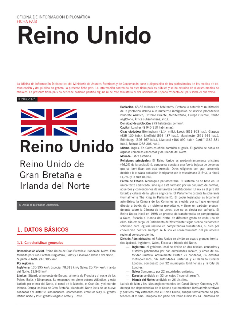Ficha País: Reino Unido 2025 | PDF | Reino Unido | Brexit