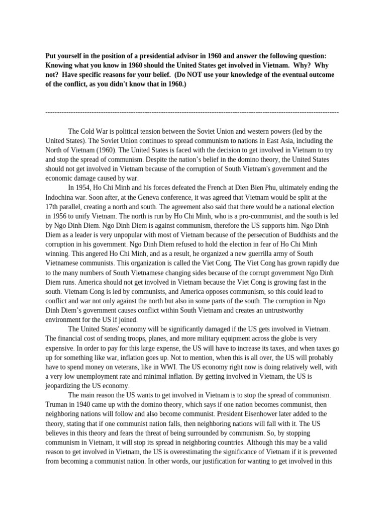 Cyrus Kiani - Vietnam Essay Test | PDF | Vietnam War | France–Vietnam ...