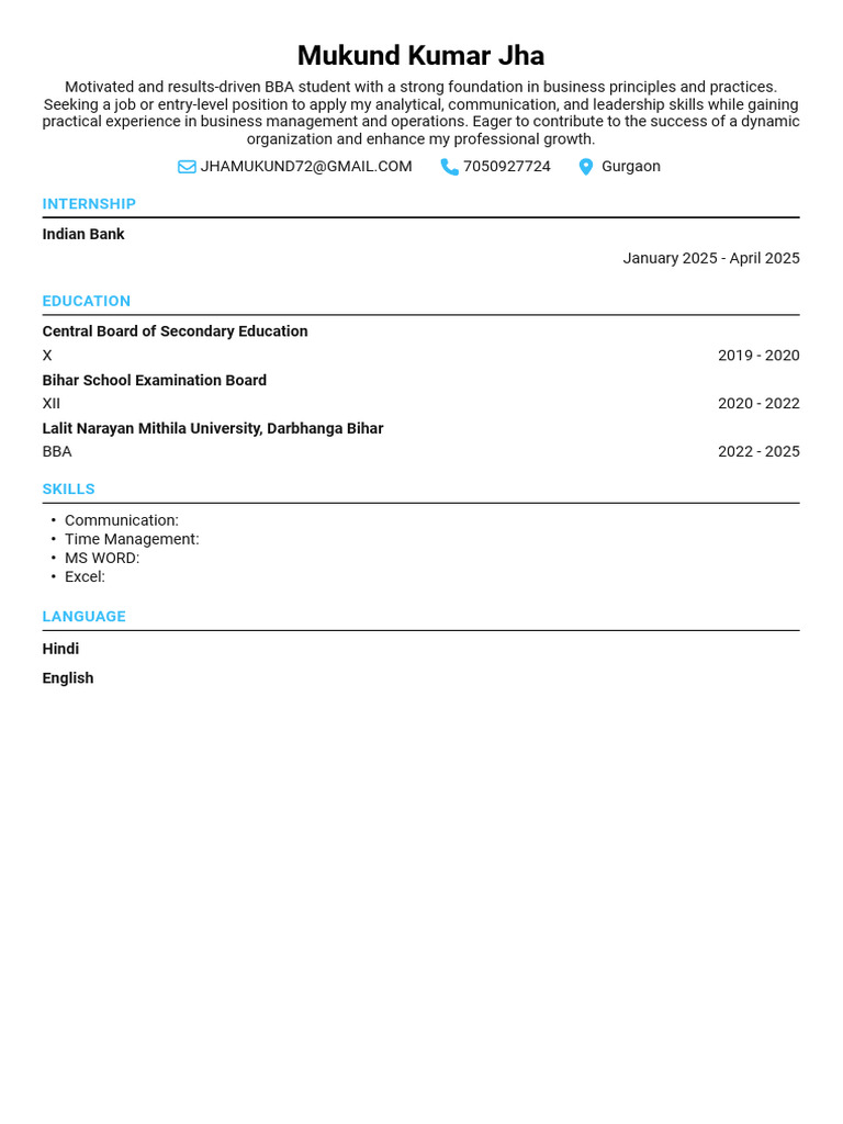 Mukund Kumar Jha - Resume | PDF