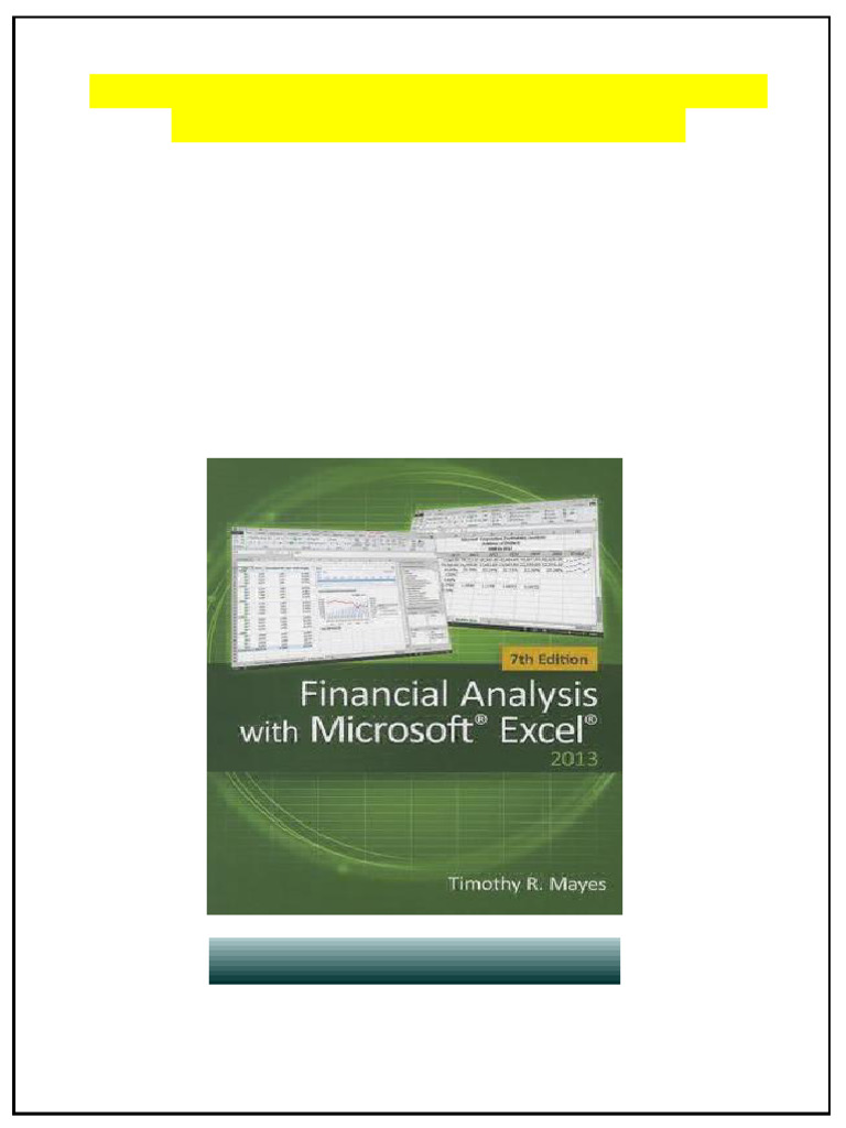 Financial Analysis With Microsoft Excel 7th Edition Timothy R. Mayes ...