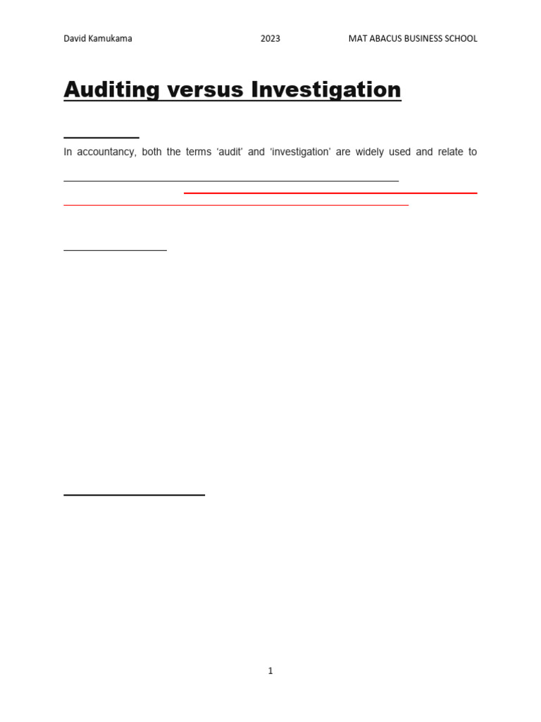 4-Auditing Versus Investigation | PDF | Audit | Business