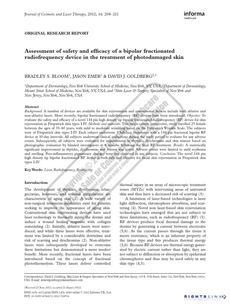 Assessment of Safety and Efficacy of A Bipolar Fractionated ...