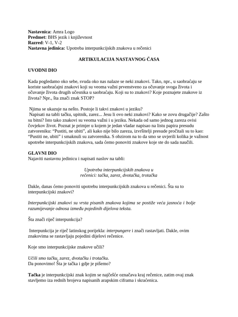 Interpunkcijski Znaci - Priprema | PDF