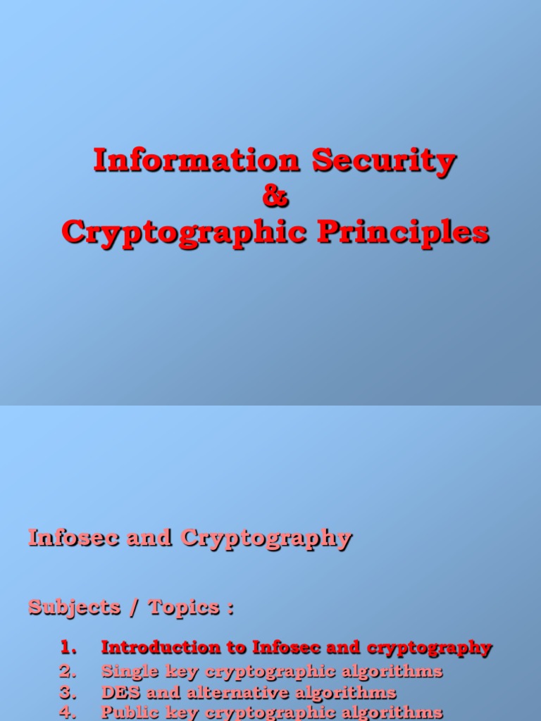 Information Security & Cryptographic Principles | Download Free PDF | Key (Cryptography ...
