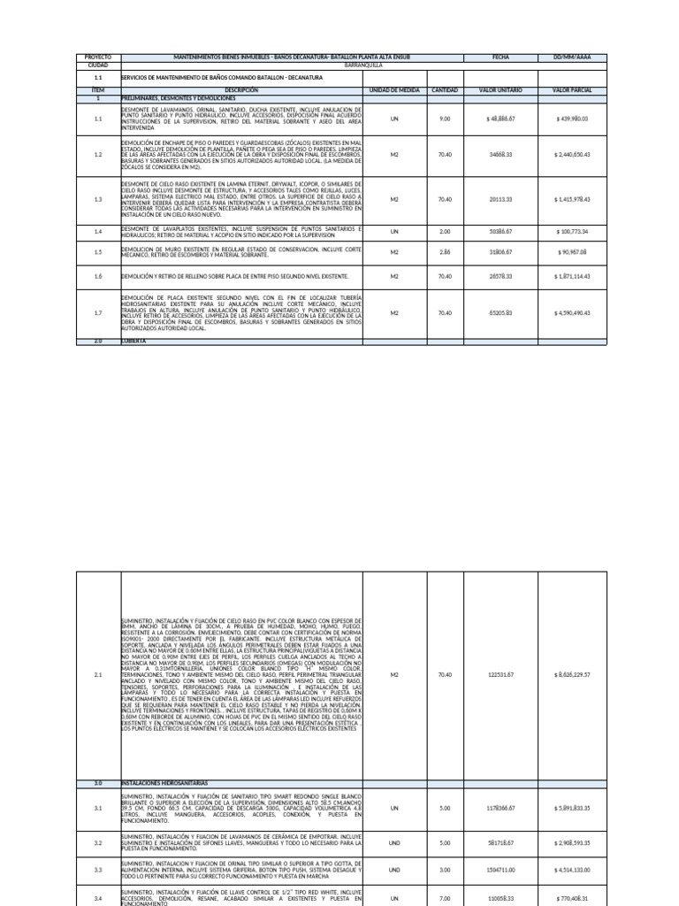 Anexo f Propuesta Economica Revisado | PDF | Hormigón | Diodo emisor de luz