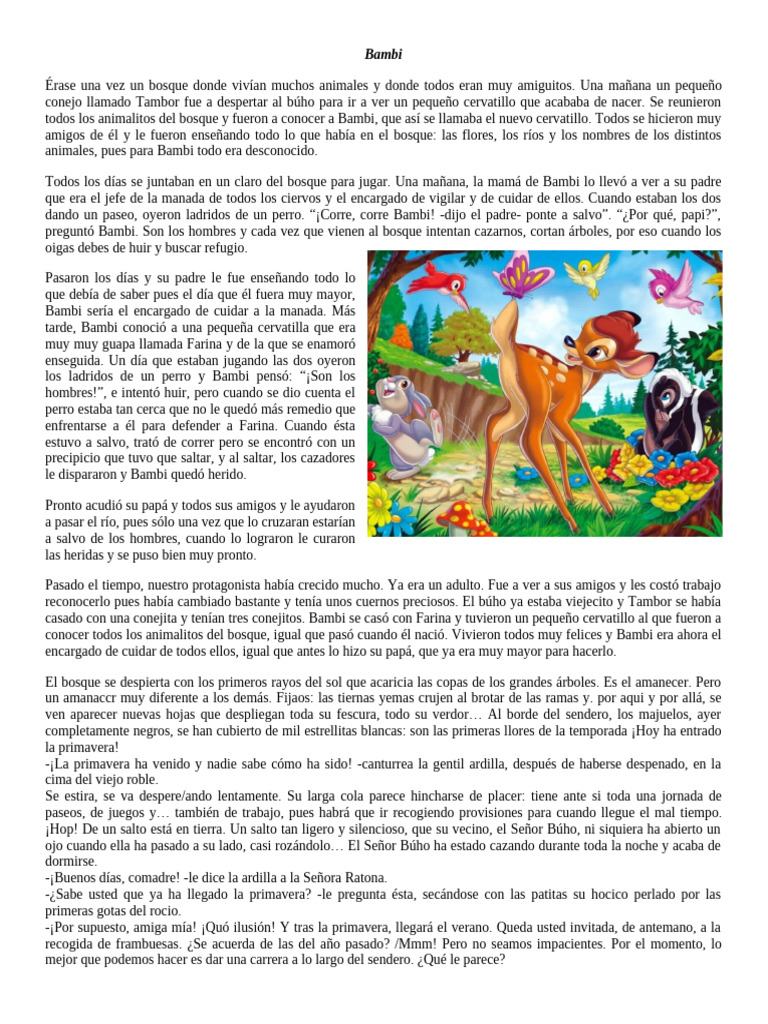 Cuento de Bambi: Aventuras en el bosque | PDF